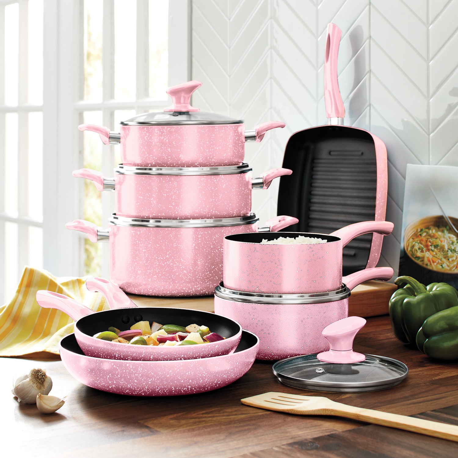 13-Piece Granite Aluminum Cookware Set | Dr. Leonard's