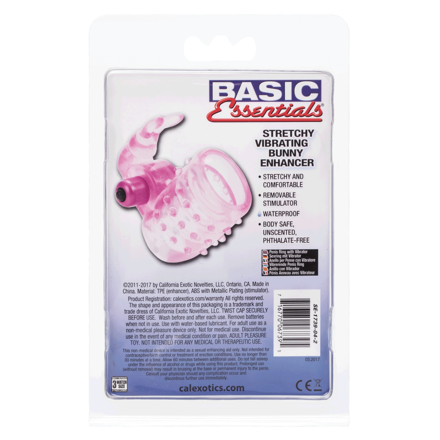 Basic Essentials Stretchy Vibrating Bunny Enhancer By Calexotics | Dr ...