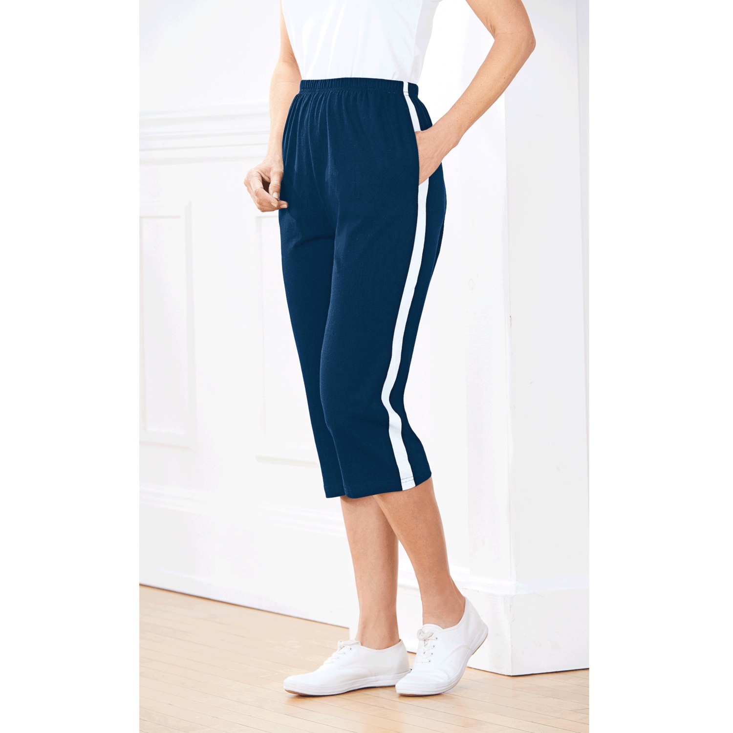 Contrast Stripe Capris | Dr. Leonard's